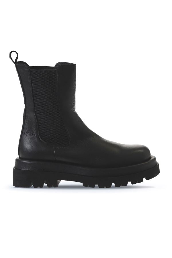 SİYAH DERİ KADIN DOLGU TOPUKLU BOT | Bueno Shoes