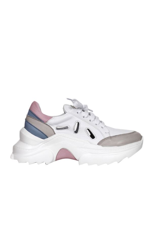 BEYAZ SARI DERİ KADIN SPOR AYAKKABI | Bueno Shoes